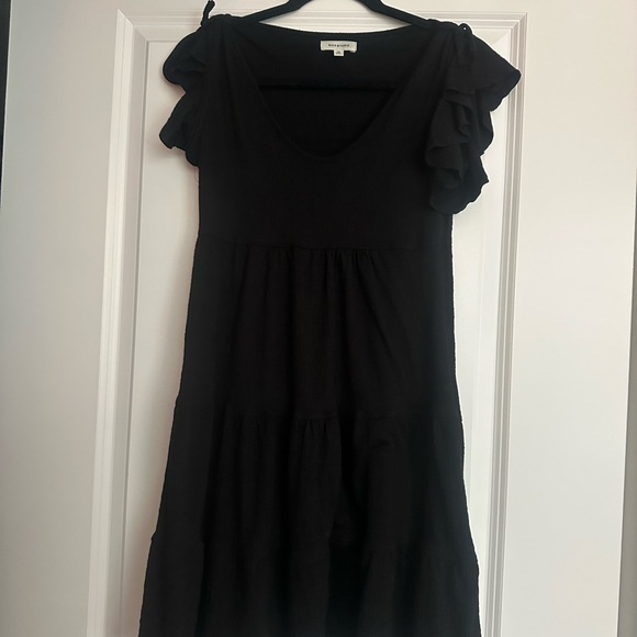Max Studio | Dresses | Max Studio Black Mini Dress With Ruffle Sleeves ...